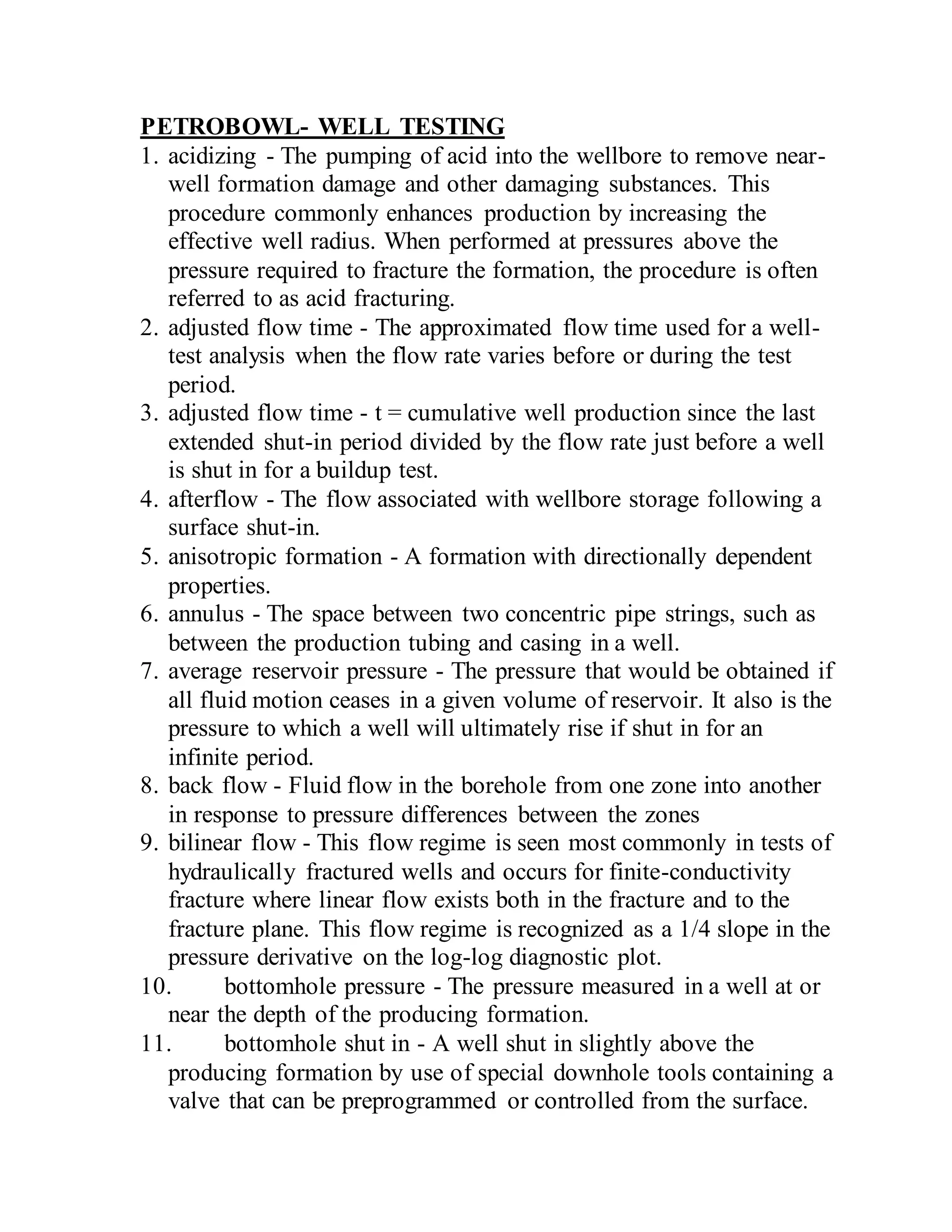 Petrobowl Well Testing Study Questions | DOCX