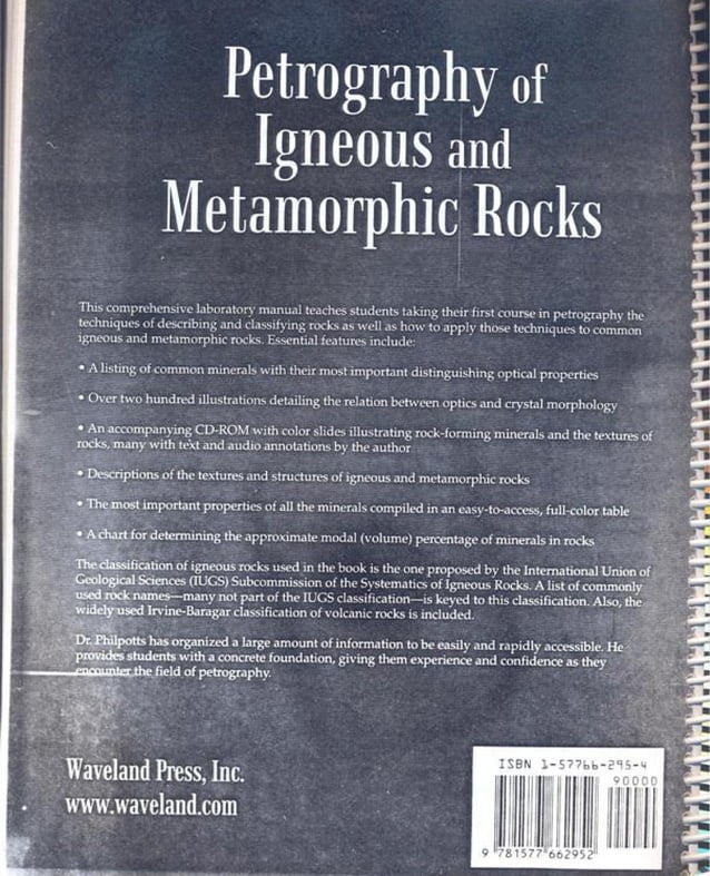 Petrography of igneous and metamorphic rocks anthony r. philpotts | PDF