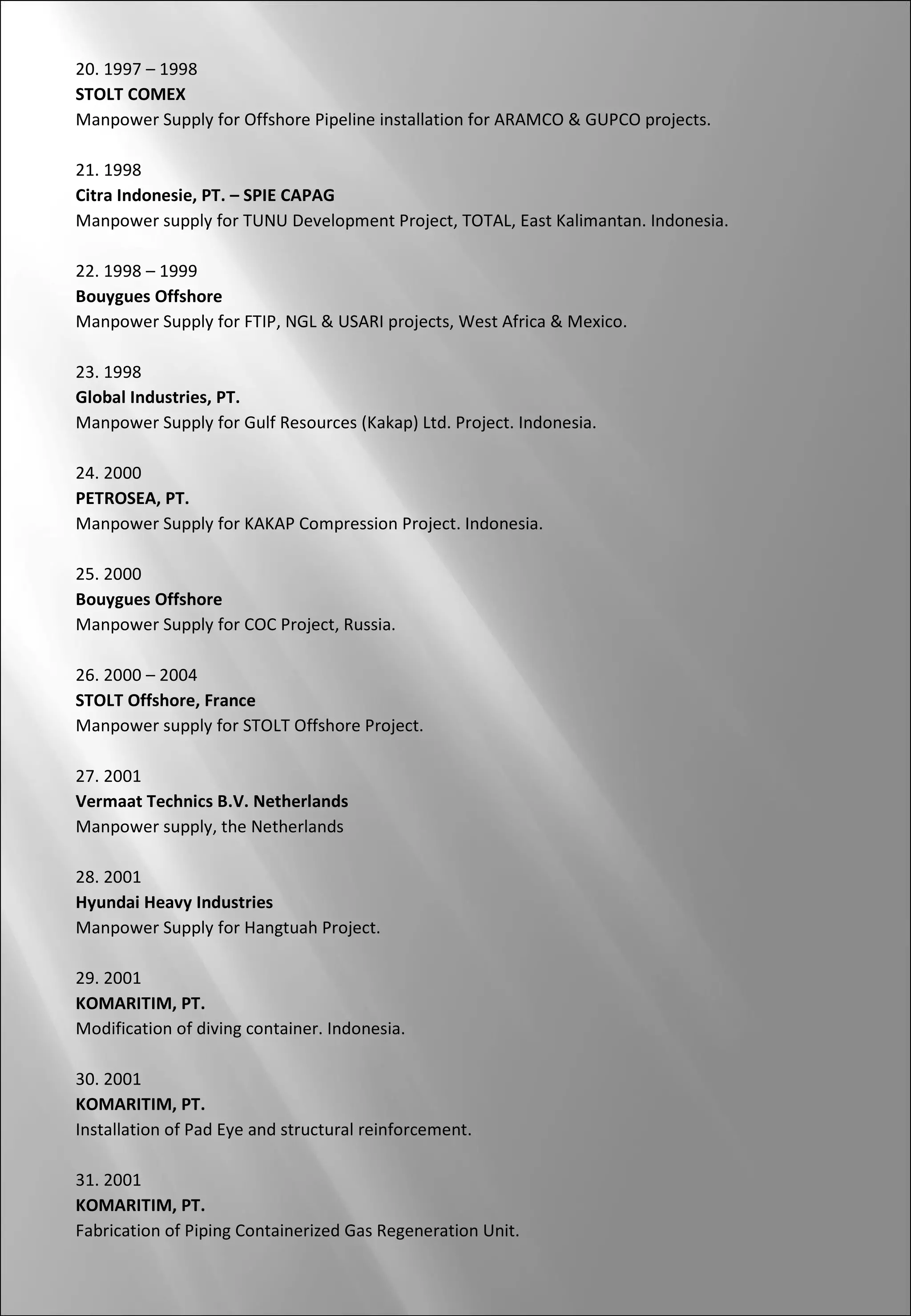 Petrohans Company Experience Presentation | PPT