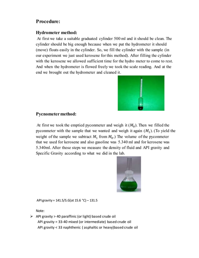 Specific Gravity, and API Gravity for petroleum products | DOCX