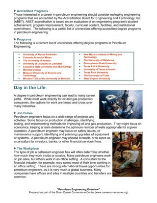 Petroleum engineering overview | PDF