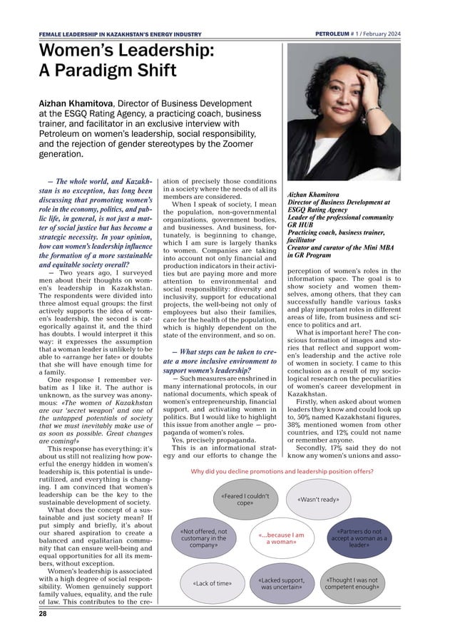 Women Leadership article by Aizhan Khamitova | PDF