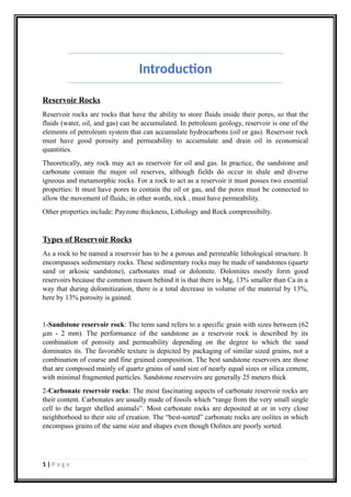 Reservoir Rocks || Petroleum geology Assignment | DOCX