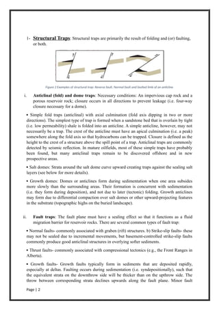 Hydrocarbon Traps || Petroleum geology Assignment | PDF