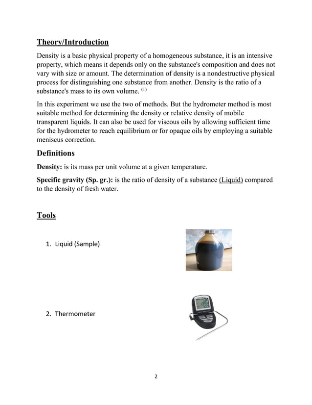Petroleum lab experiment 01 - density and sp. gr. - by-syj | PDF