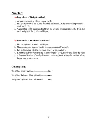 Petroleum lab experiment 01 - density and sp. gr. - by-syj | PDF