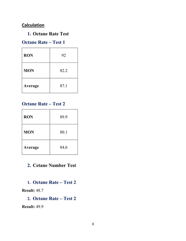 Petroleum lab experiment 02 - octane number and cetane number | PDF
