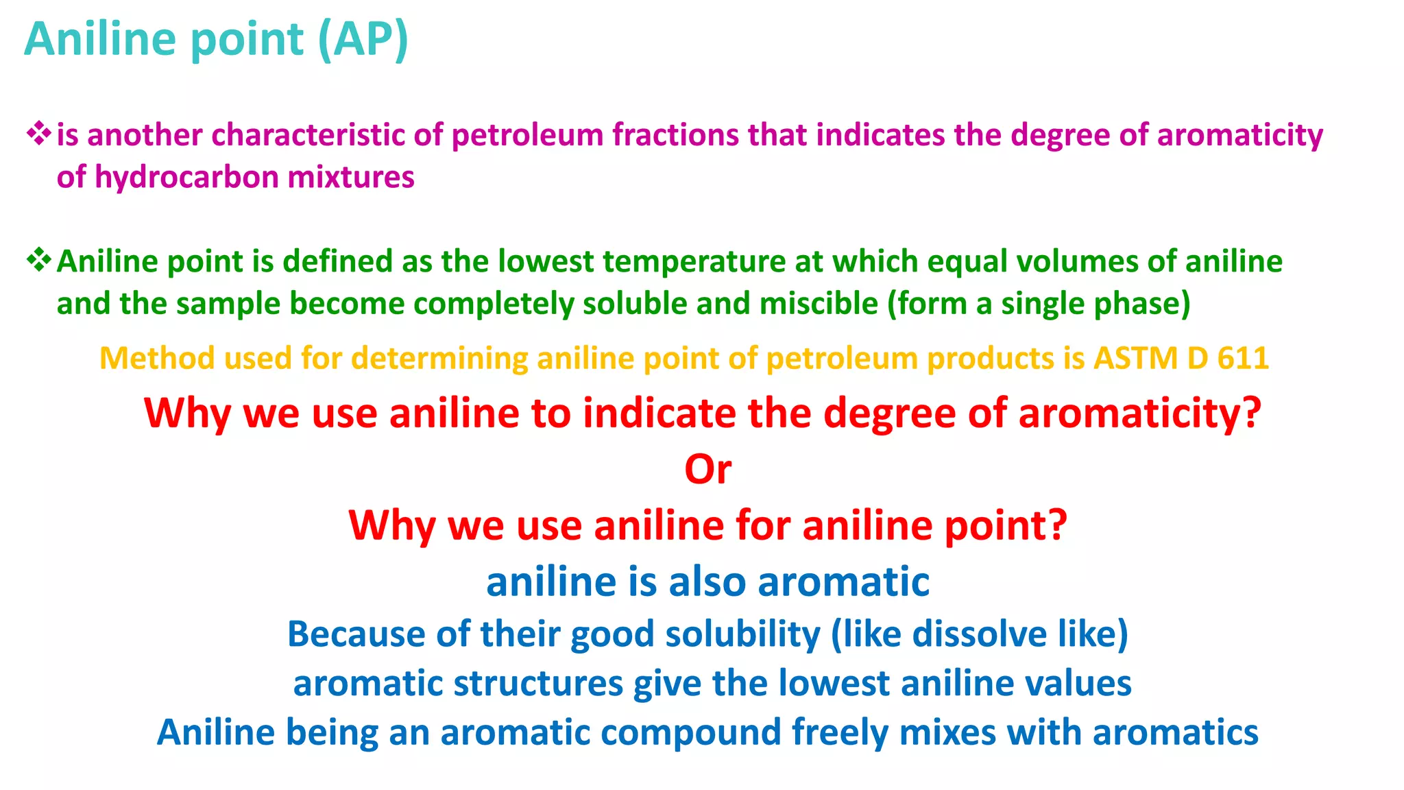 Aniline point - petroleum - UOS | PPTX