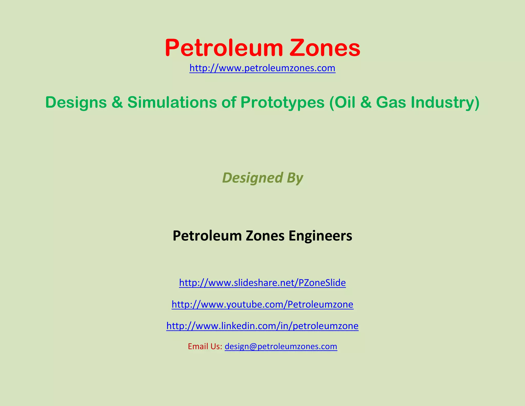 Petroleum Zones - Models and Simulations of Prototypes (Oil and Gas ...