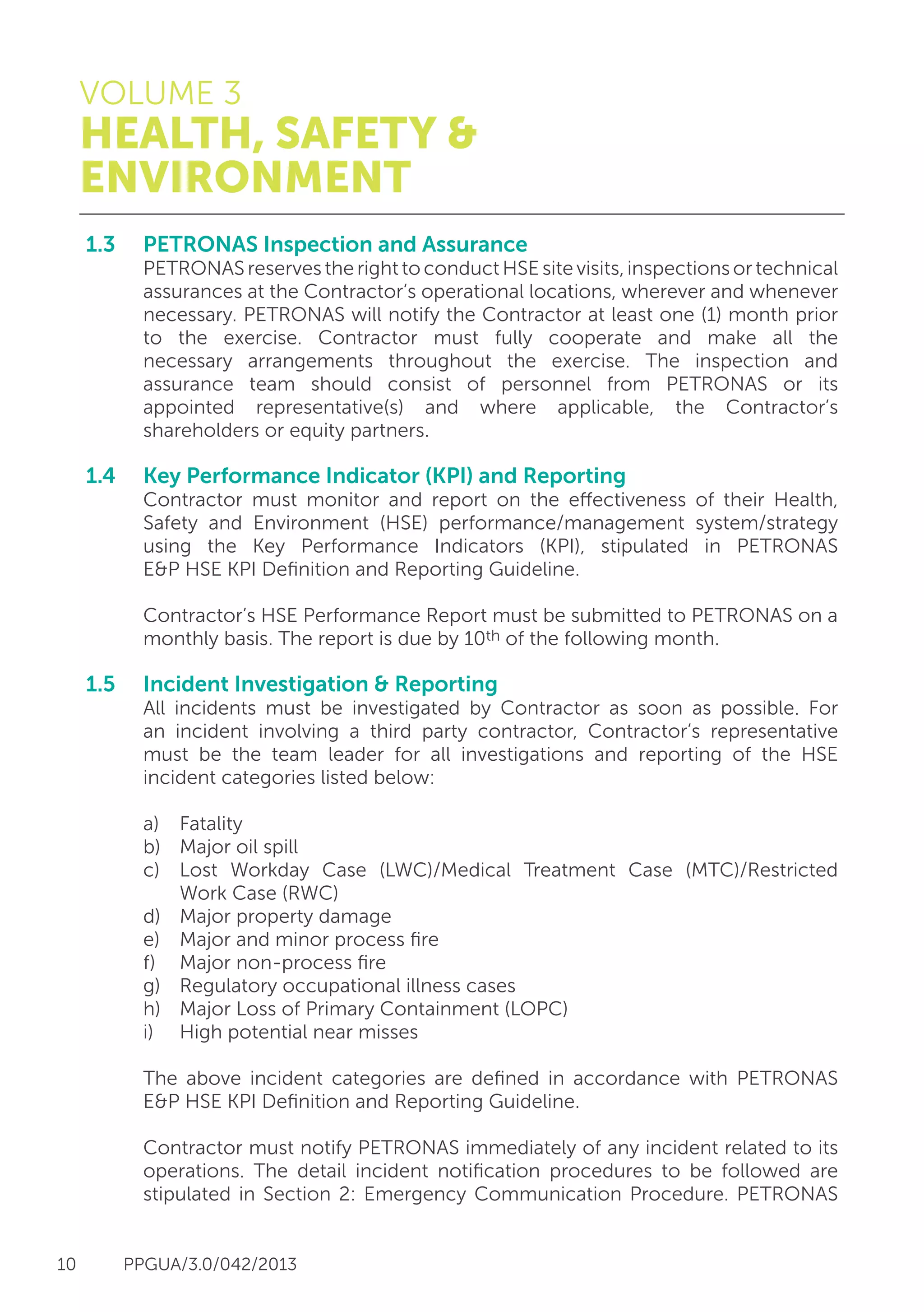 Petronas health, safety and environment guidelines (HSE) | PDF