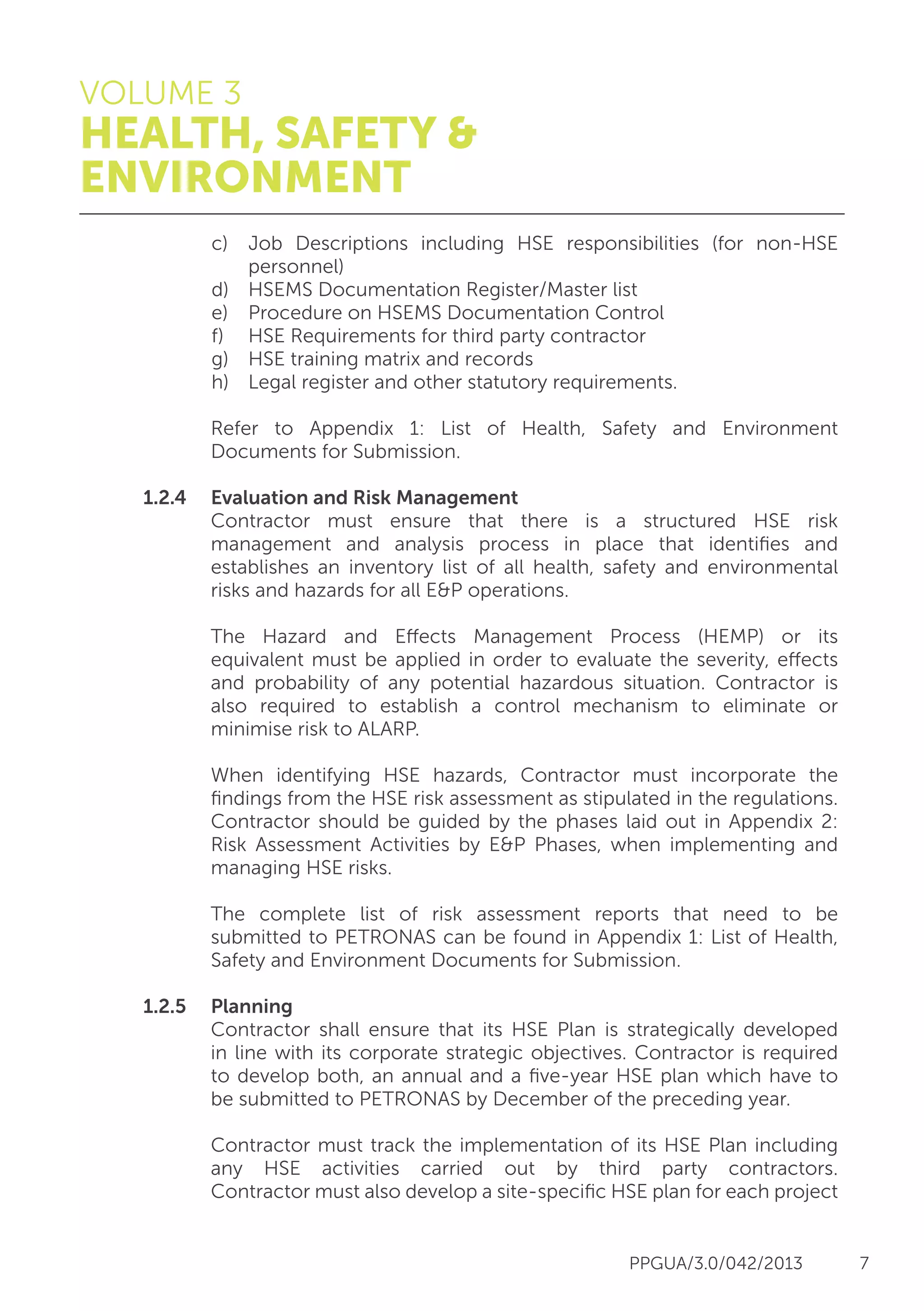 Petronas health, safety and environment guidelines (HSE) | PDF