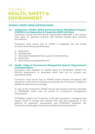 Petronas health, safety and environment guidelines (HSE) | PDF