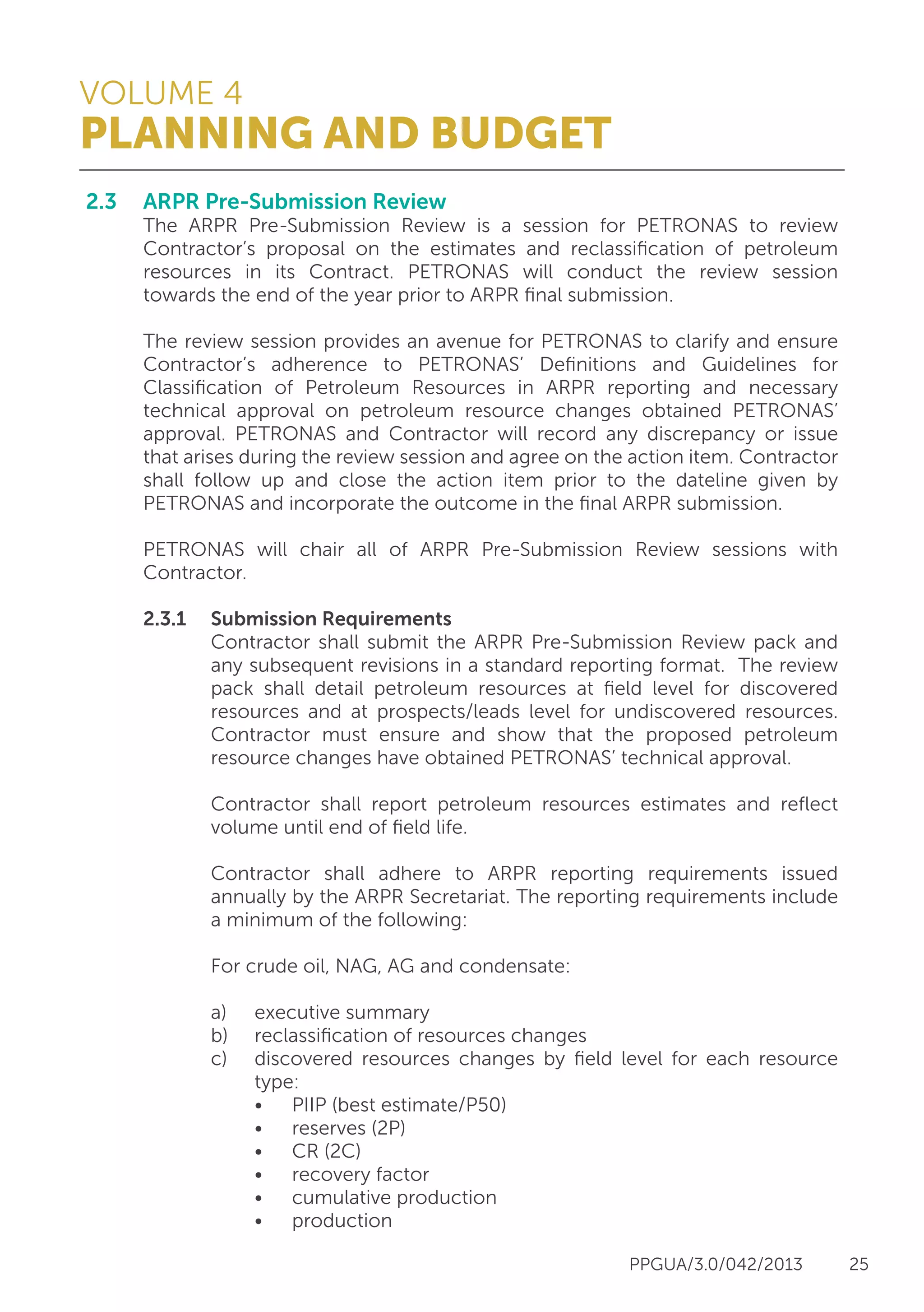 Petronas procedures and guidelines for planning and budgeting | PDF