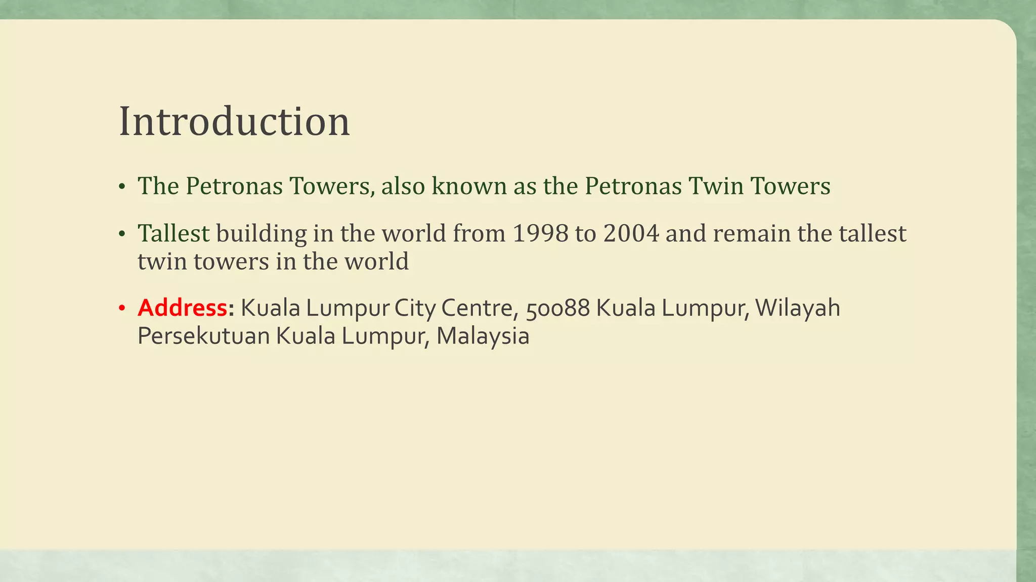 Petronas tower | PPTX