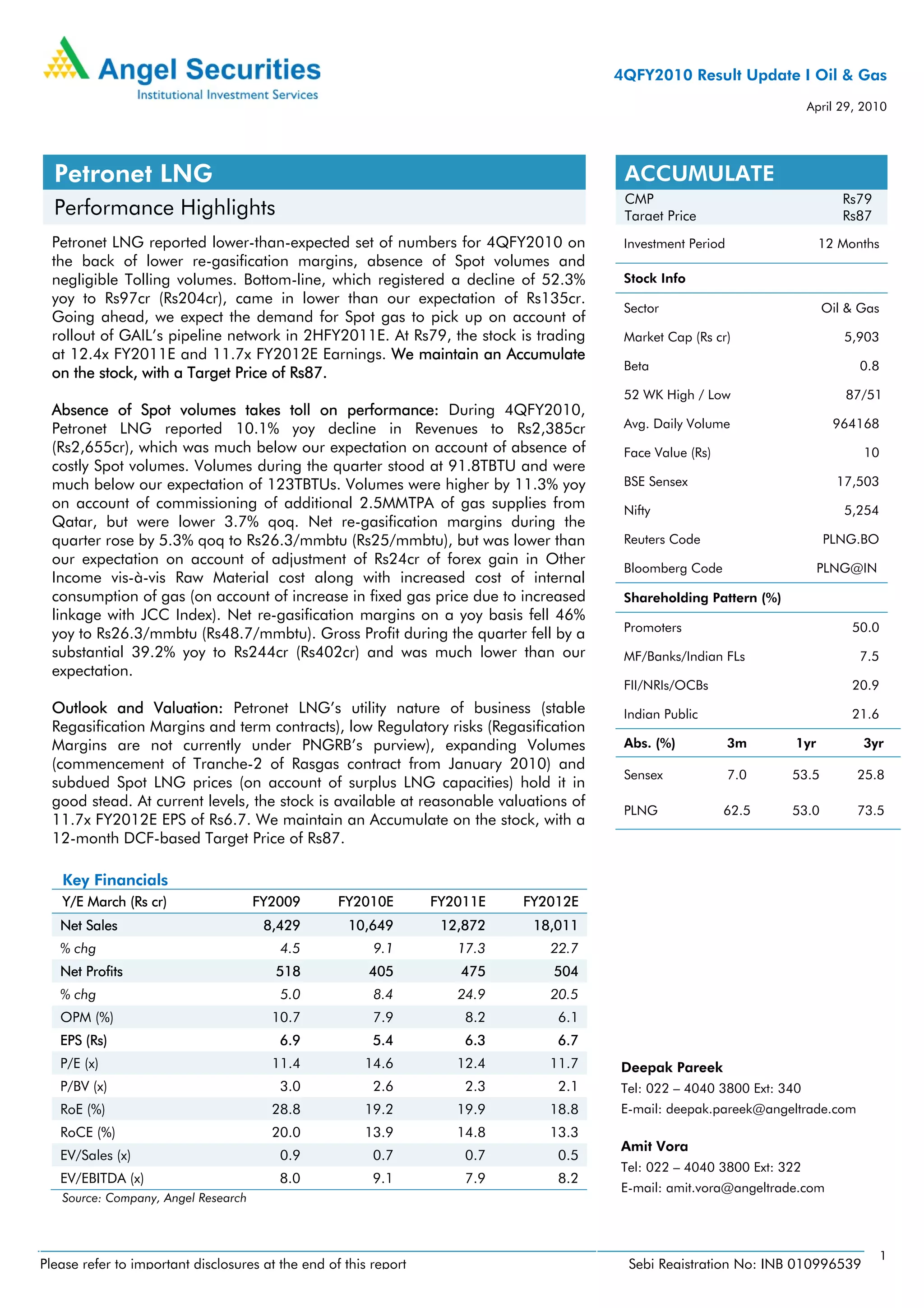 Petronet lng ru4 qfy2010-290410 | PDF