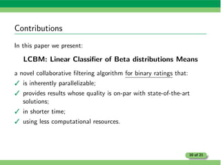 LCBM: Statistics-Based Parallel Collaborative Filtering | PDF