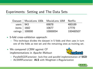 LCBM: Statistics-Based Parallel Collaborative Filtering | PDF