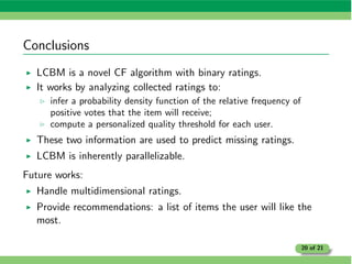 LCBM: Statistics-Based Parallel Collaborative Filtering | PDF
