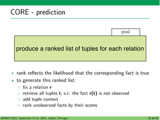 CORE: Context-Aware Open Relation Extraction with Factorization Machines | PPT