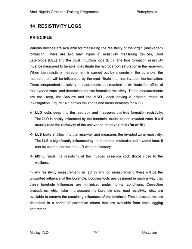 Petrophysics 14 resistivity logs | PDF
