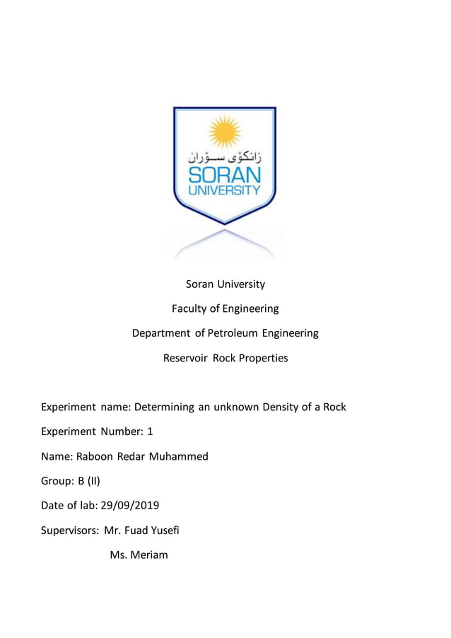 Determining An Unknown Density Of A Rock Docx Geology Science