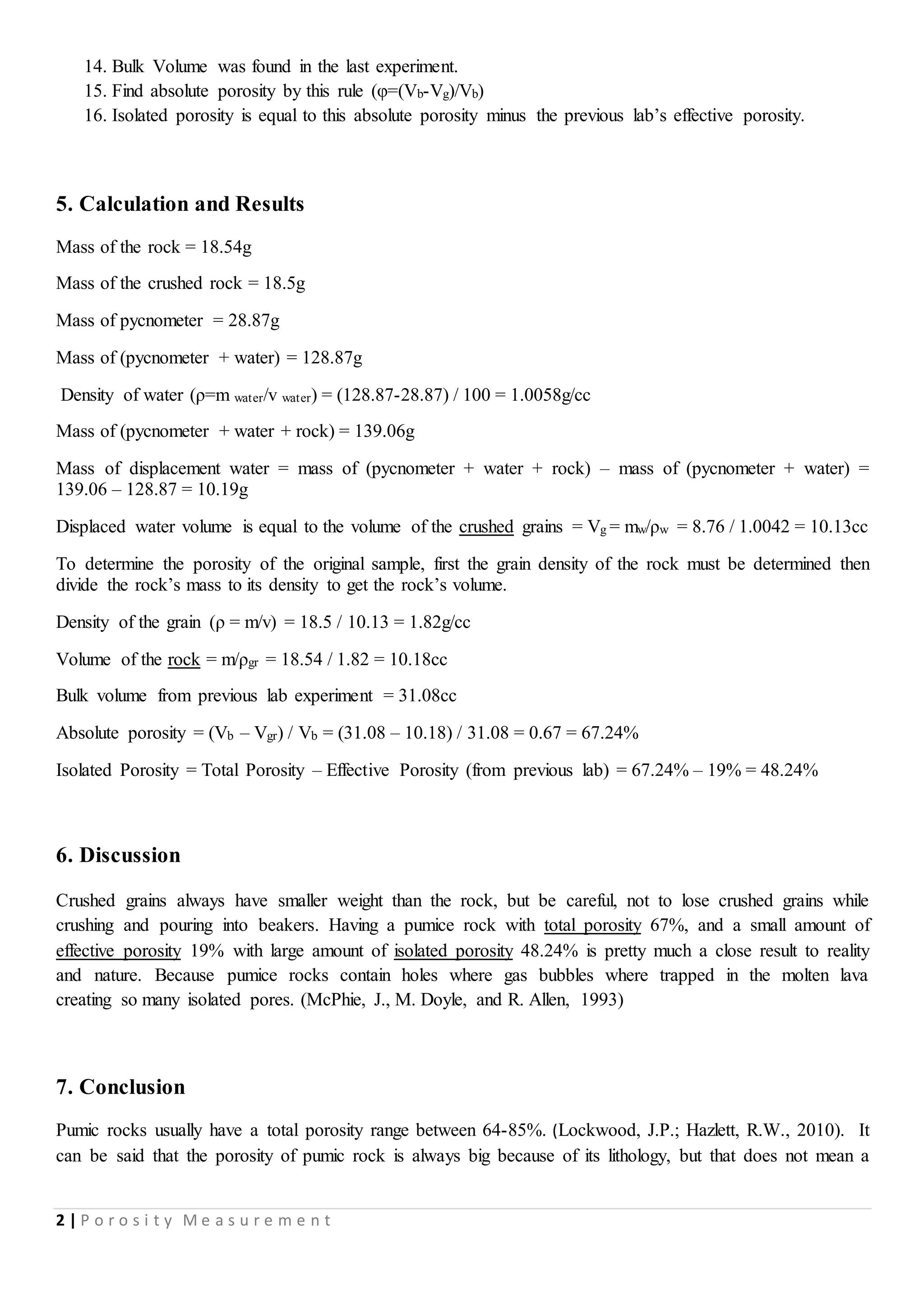 Total (absolute) Porosity and Isolated Porosity Measurement | DOCX