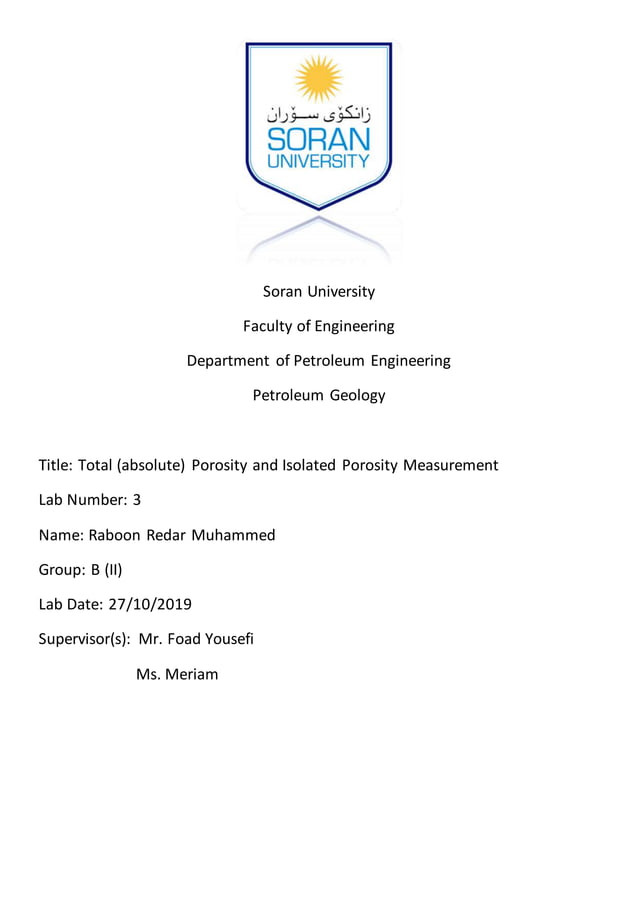Total (absolute) Porosity and Isolated Porosity Measurement | PDF