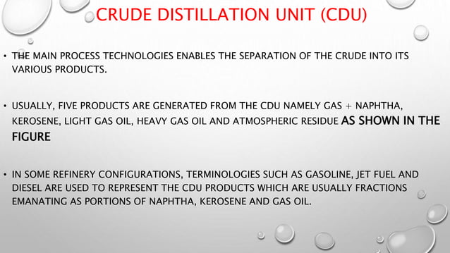 crude oil refining process - CDU & VDU | PPTX | Chemistry | Science