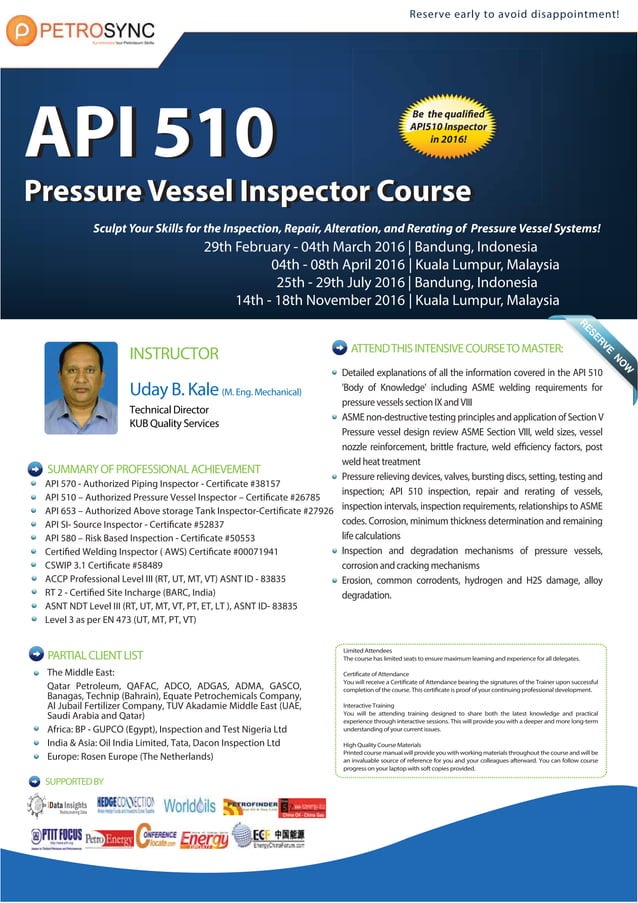 PetroSync - API 510 Pressure Vessel Inspector course | PDF