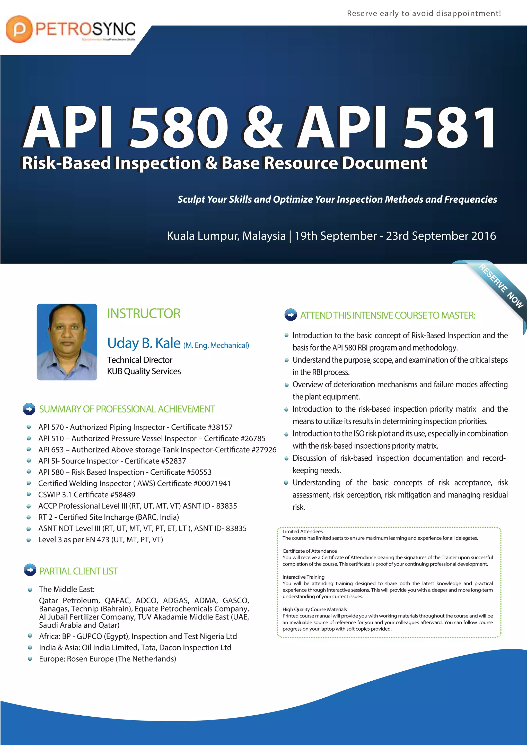 PetroSync - API 580 & API 581 Risk Based Inspection & Base Resource ...