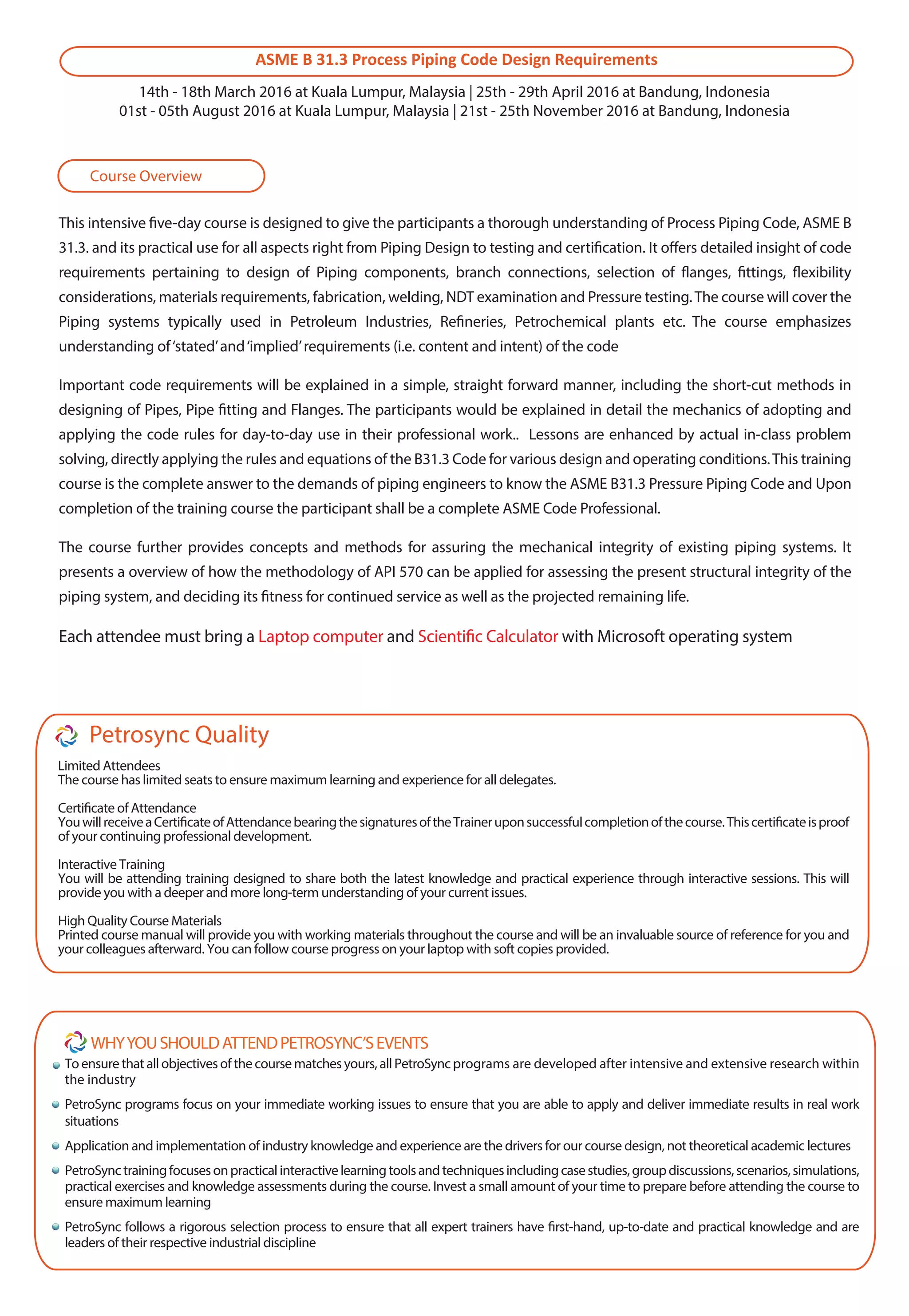 PetroSync - ASME B31.3 Process Piping Code Design Requirements | PDF