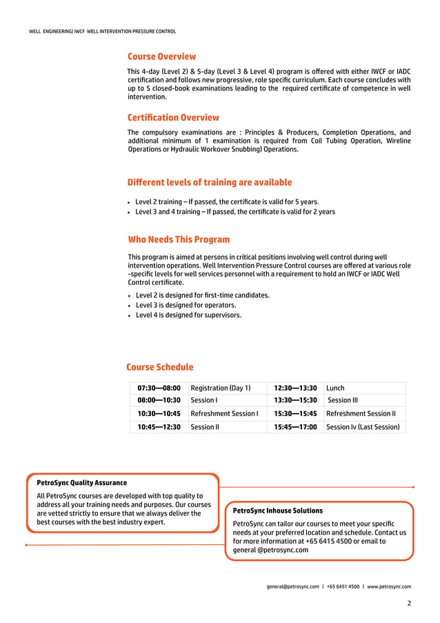 PetroSync - IWCF Well Intervention Pressure Control Level 2 | PDF