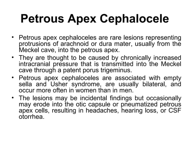 Petrous apex and skull base | PPT | Ear, Nose and Throat Conditions ...