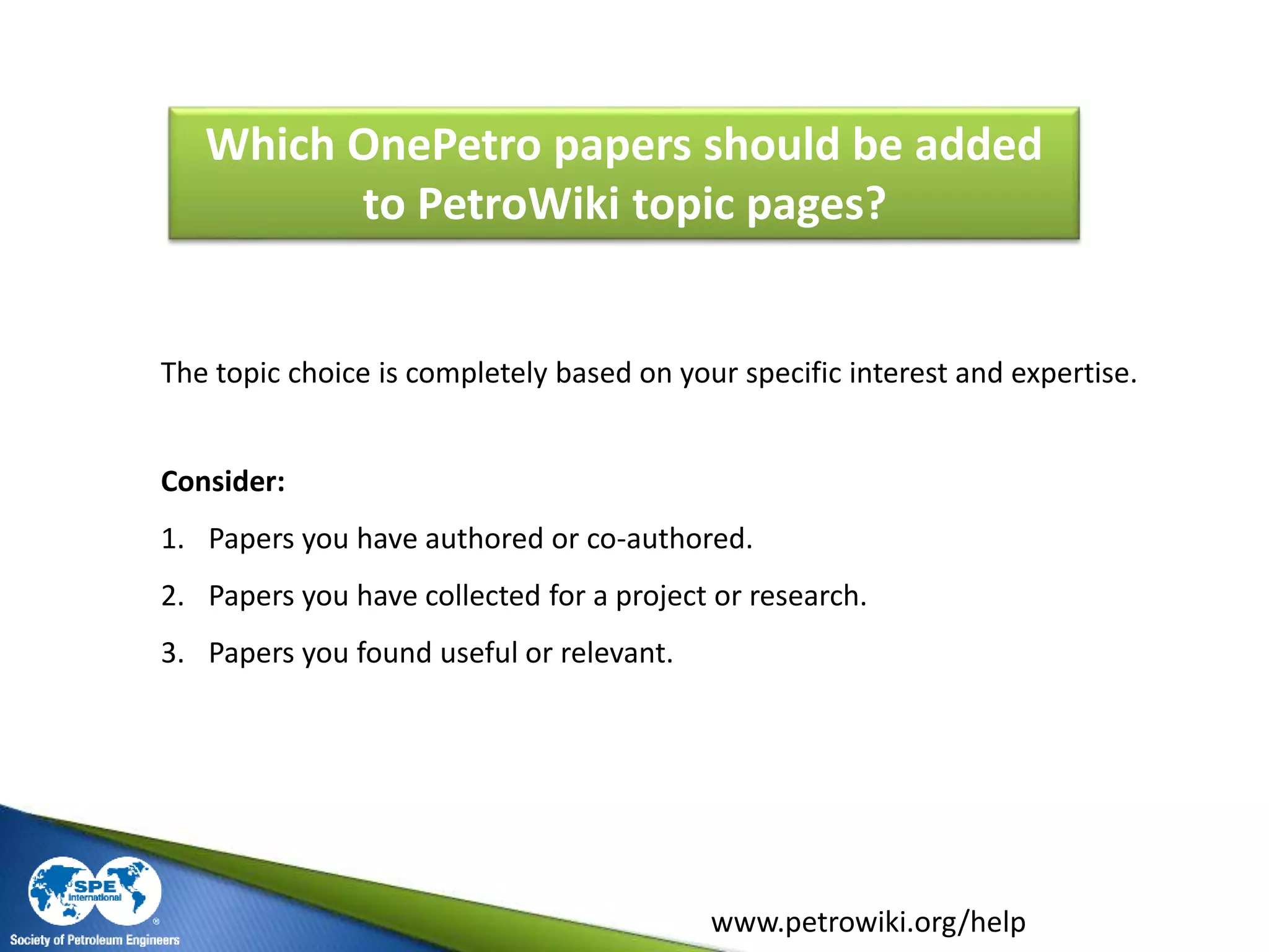 PetroWiki - How to Add OnePetro Papers | PPTX
