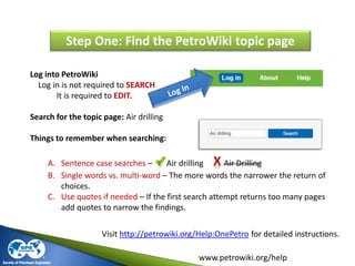 PetroWiki - How to Add OnePetro Papers | PPTX