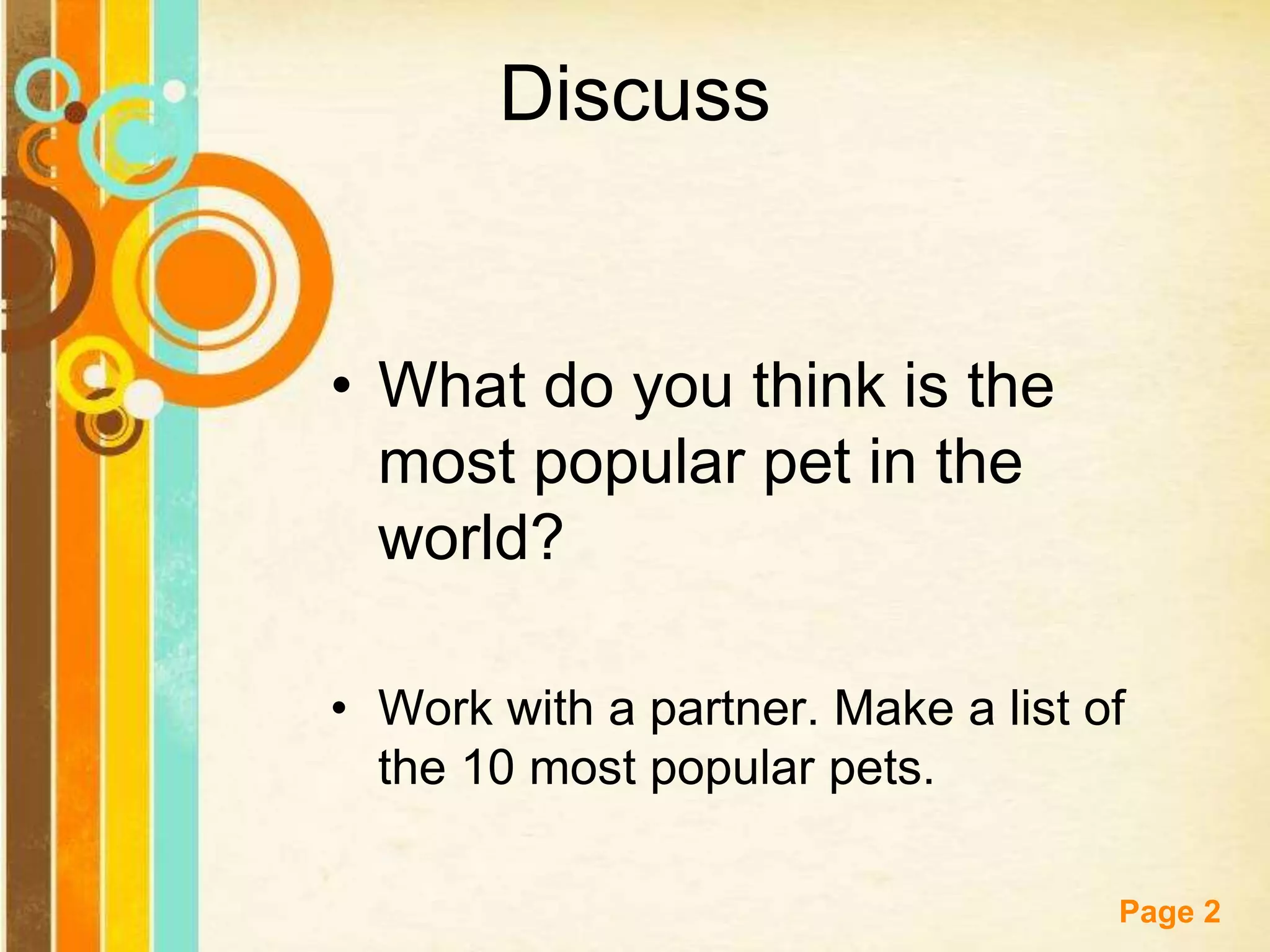 ESL Pets Vocabulary and Grammar Lesson | PPTX