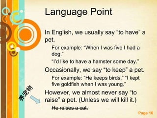 ESL Pets Vocabulary and Grammar Lesson | PPT