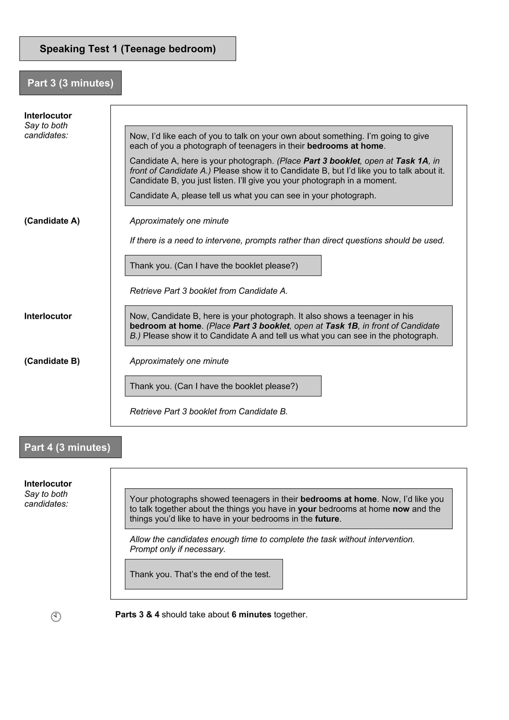 PET for Schools: Speaking Sample Paper | PDF