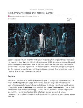 Pet sematary recensione : forse ci siamo! | PDF | Western | Genres