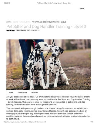 Pet Sitter and Dog Handler Training - Level 3 - Course Gate | PDF