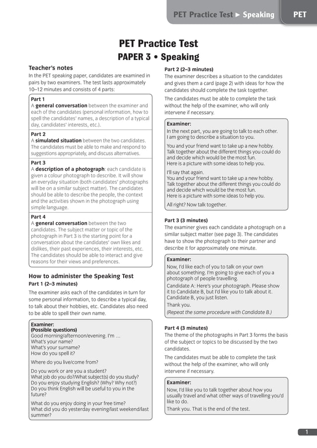 Pet speaking (1) | PDF