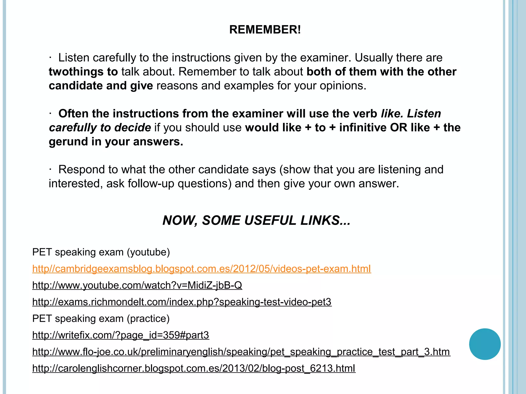 Pet speaking exam | PPT