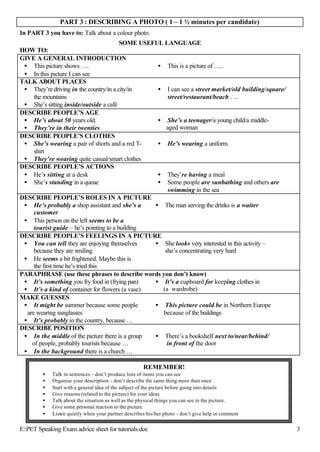 Pet speaking exam_advice_sheet_for_tutorials | PDF