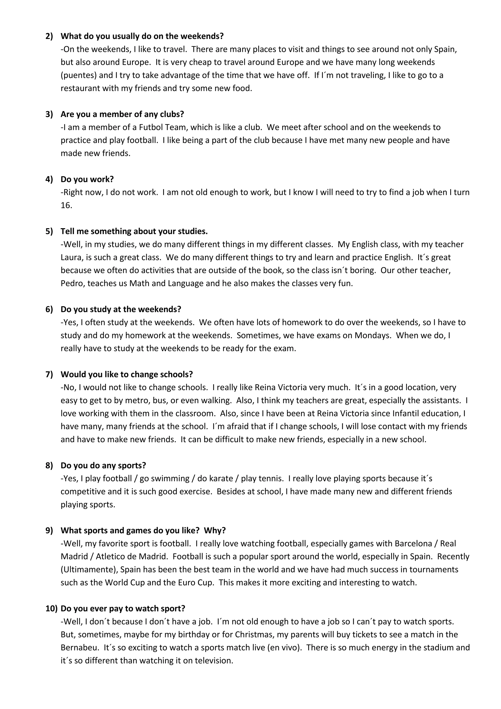 Pet speaking questions with answers | DOCX