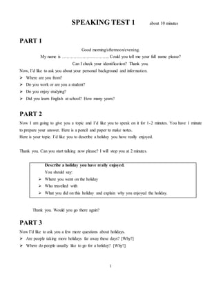 Pet speaking test | DOCX