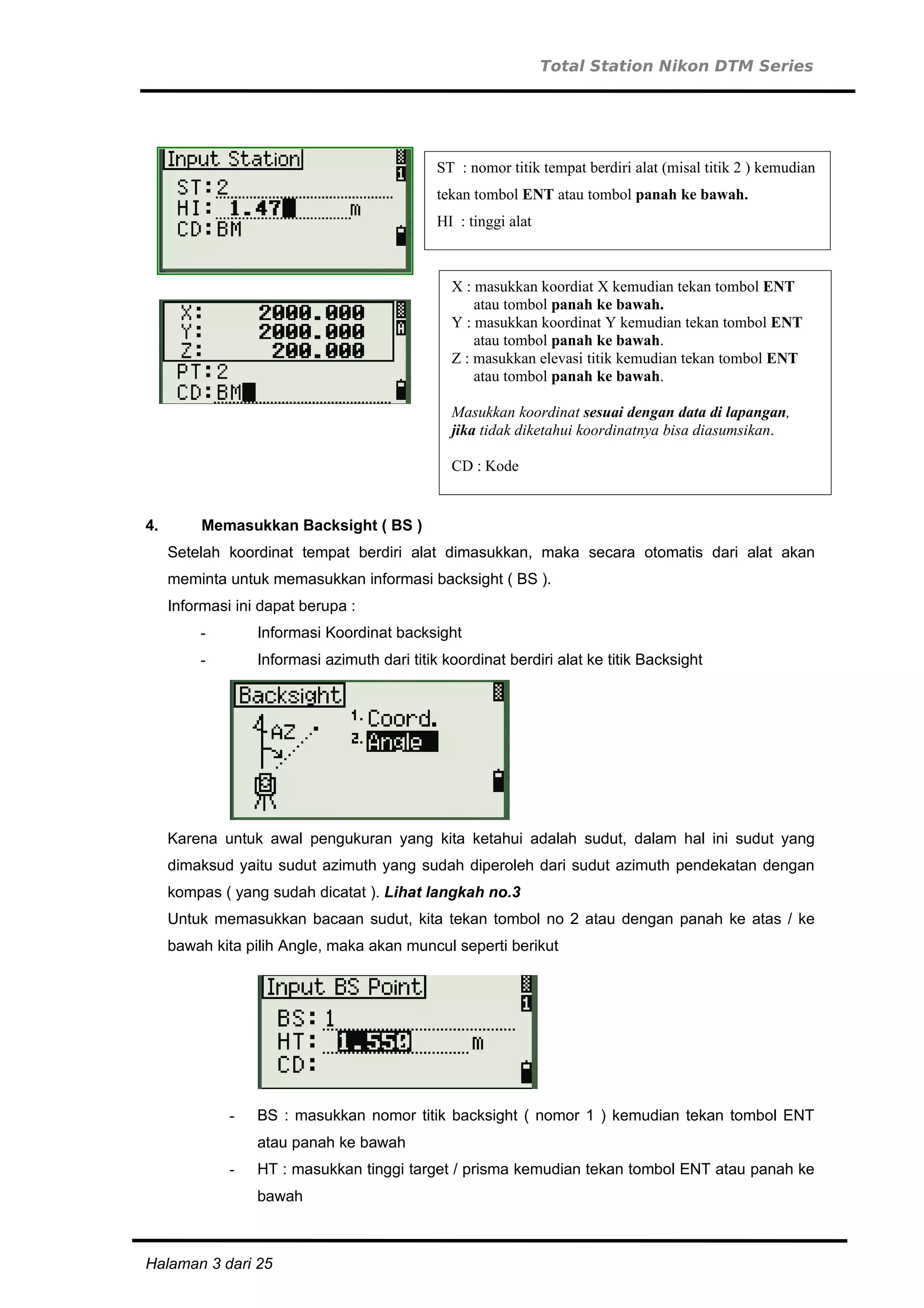 Tutorial Pengukuran dengan Total Station (Nikon) | PDF