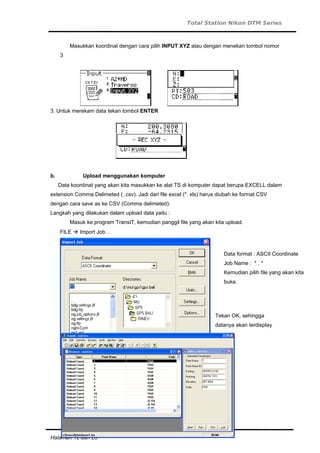 Tutorial Pengukuran dengan Total Station (Nikon) | PDF