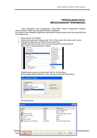 Tutorial Pengukuran dengan Total Station (Nikon) | PDF