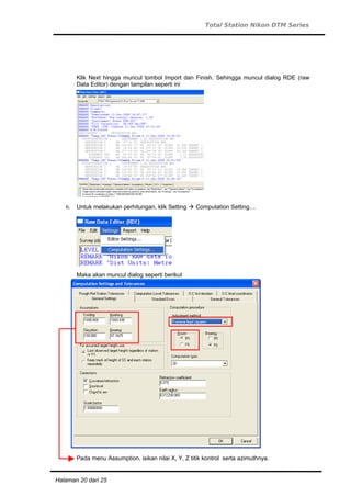 Tutorial Pengukuran dengan Total Station (Nikon) | PDF