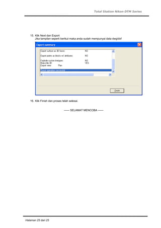 Tutorial Pengukuran dengan Total Station (Nikon) | PDF
